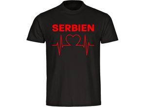 4068859481377 - multifanshop Herren T-Shirt - Serbien - Herzschlag - Druck rot - Männer