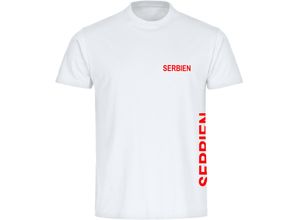 4068859480691 - multifanshop Herren T-Shirt - Serbien - Brust & Seite - Druck rot - Männer