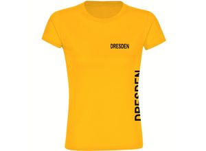 4068859556860 - multifanshop Damen T-Shirt - Dresden - Brust & Seite - Druck schwarz - Frauen 4068859556860 - multifanshop Damen T-Shirt - Dresden - Brust & Seite - Druck schwarz - Frauen