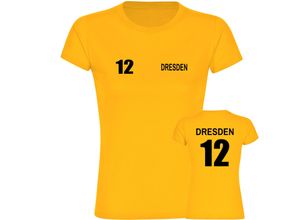 4068859556167 - multifanshop Damen T-Shirt - Dresden - Trikot Nummer 12 - Druck schwarz - Frauen