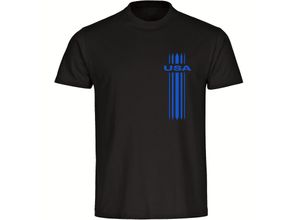 4068859324797 - multifanshop Herren T-Shirt - USA - Streifen - Druck blau - Männer