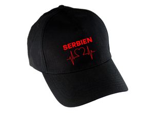 4068859481889 - multifanshop Baseballcap - Serbien - Herzschlag - Druck rot - Mütze