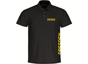 4068859556679 - multifanshop Poloshirt - Dresden - Brust & Seite - Druck gelb - Polo