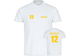 4068859556068 - multifanshop Kinder T-Shirt - Dresden - Trikot Nummer 12 - Druck gelb - Kind
