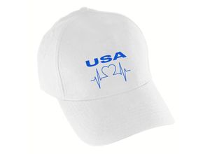 4068859328177 - multifanshop Baseballcap - USA - Herzschlag - Druck navi - Mütze