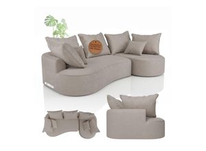 4262437186214 - Sofa Tirano - Ecksofa L-Form inkl Kissen 4-Sitzer Eckcouch Samt Beige & Ottomane rechts 4262437186214 - Sofa Tirano - Ecksofa L-Form inkl Kissen 4-Sitzer Eckcouch Samt Beige & Ottomane rechts