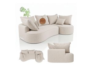 4262437186191 - Sofa Tirano - Ecksofa L-Form inkl Kissen 4-Sitzer Eckcouch Bouclé Creme & Ottomane rechts 4262437186191 - Sofa Tirano - Ecksofa L-Form inkl Kissen 4-Sitzer Eckcouch Bouclé Creme & Ottomane rechts