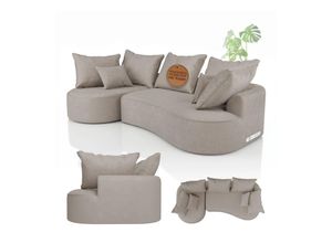 4262437186221 - Sofa Tirano - Ecksofa L-Form inkl Kissen 4-Sitzer Eckcouch Samt Beige & Ottomane links 4262437186221 - Sofa Tirano - Ecksofa L-Form inkl Kissen 4-Sitzer Eckcouch Samt Beige & Ottomane links