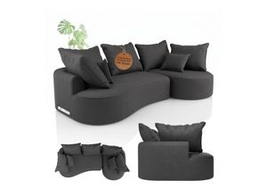 4262437186238 - Sofa Tirano - Ecksofa L-Form inkl Kissen 4-Sitzer Eckcouch Samt Dunkelgrau & Ottomane rechts 4262437186238 - Sofa Tirano - Ecksofa L-Form inkl Kissen 4-Sitzer Eckcouch Samt Dunkelgrau & Ottomane rechts