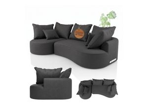 4262437186245 - Sofa Tirano - Ecksofa L-Form inkl Kissen 4-Sitzer Eckcouch Samt Dunkelgrau & Ottomane links 4262437186245 - Sofa Tirano - Ecksofa L-Form inkl Kissen 4-Sitzer Eckcouch Samt Dunkelgrau & Ottomane links