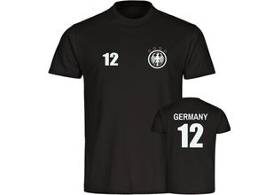 4068859347673 - multifanshop Herren T-Shirt - Germany - Adler Retro Trikot 12 - Druck weiß - Männer