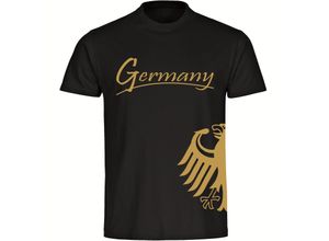 4068859346362 - multifanshop Herren T-Shirt - Germany - Adler seitlich Gold - Druck gold metallic - Männer