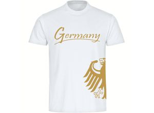 4068859346492 - multifanshop Herren T-Shirt - Germany - Adler seitlich Gold - Druck gold metallic - Männer