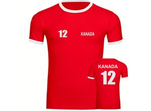 4068859219758 - multifanshop Kontrast T-Shirt - Kanada - Trikot Nummer 12 - Druck weiß - Männer
