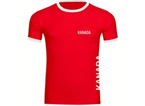 4068859211844 - multifanshop Kontrast T-Shirt - Kanada - Brust & Seite - Druck weiß - Männer