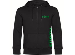 4068859563882 - multifanshop Kapuzen Sweatshirt Jacke - Fürth - Brust & Seite - Druck grün - Sweat