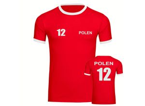 4068859220488 - multifanshop Kontrast T-Shirt - Polen - Trikot Nummer 12 - Druck weiß - Männer