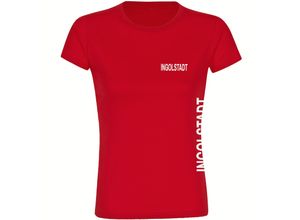 4068859566500 - multifanshop Damen T-Shirt - Ingolstadt - Brust & Seite - Druck weiß - Frauen
