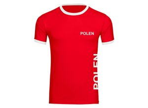 4068859213022 - multifanshop Kontrast T-Shirt - Polen - Brust & Seite - Druck weiß - Männer