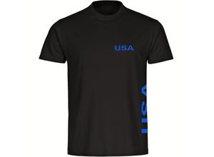 4068859325688 - multifanshop Kinder T-Shirt - USA - Brust & Seite - Druck blau - Kind