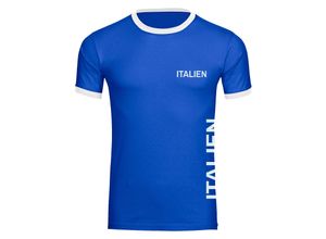 4068859419370 - multifanshop Kontrast T-Shirt - Italien - Brust & Seite - Druck weiß - Männer