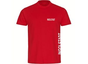 4068859566357 - multifanshop Herren T-Shirt - Ingolstadt - Brust & Seite - Druck weiß - Männer