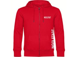 4068859567040 - multifanshop Kapuzen Sweatshirt Jacke - Ingolstadt - Brust & Seite - Druck weiß - Sweat