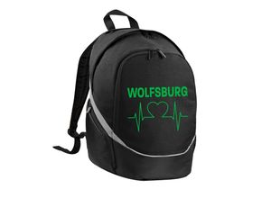 4068859175153 - multifanshop Rucksack - Wolfsburg - Herzschlag - Druck grün - Tasche