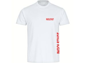 4068859566296 - multifanshop Herren T-Shirt - Ingolstadt - Brust & Seite - Druck rot - Männer