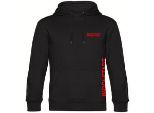 4068859566876 - multifanshop Kapuzen Sweatshirt - Ingolstadt - Brust & Seite - Druck rot - Hoodie