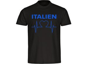 4068859415761 - multifanshop Herren T-Shirt - Italien - Herzschlag - Druck blau - Männer