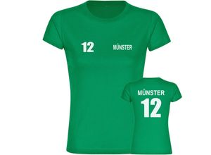 4068859571443 - multifanshop Damen T-Shirt - Münster - Trikot Nummer 12 - Druck weiß - Frauen