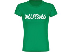 4068859513849 - multifanshop Damen T-Shirt - Wolfsburg - Textmarker - Druck weiß - Frauen