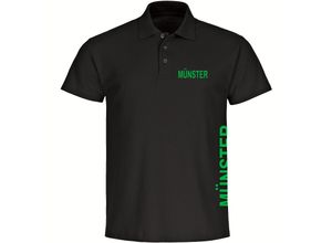 4068859571962 - multifanshop Poloshirt - Münster - Brust & Seite - Druck grün - Polo