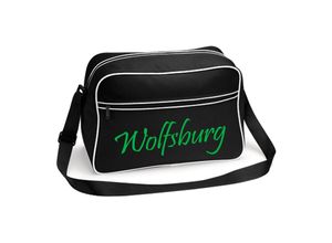 4068859514358 - multifanshop Retrotasche - Wolfsburg - Schriftzug - Druck grün - Tasche