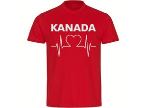 4068859227272 - multifanshop Herren T-Shirt - Kanada - Herzschlag - Druck weiß - Männer