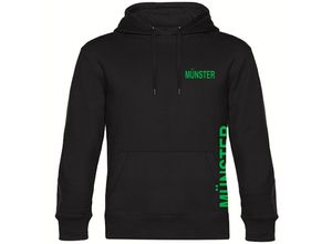 4068859571870 - multifanshop Kapuzen Sweatshirt - Münster - Brust & Seite - Druck grün - Hoodie