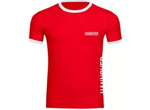 4068859517779 - multifanshop Kontrast T-Shirt - Hannover - Brust & Seite - Druck weiß - Männer