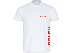 4068859212063 - multifanshop Herren T-Shirt - Polen - Brust & Seite - Druck rot - Männer