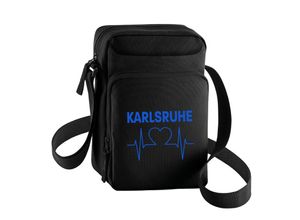 4068859039523 - multifanshop Umhängetasche - Karlsruhe - Herzschlag - Druck blau - Tasche