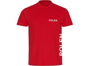 4068859212100 - multifanshop Herren T-Shirt - Polen - Brust & Seite - Druck weiß - Männer