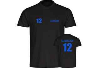 4068859582548 - multifanshop Herren T-Shirt - Saarbrücken - Trikot Nummer 12 - Druck blau - Männer