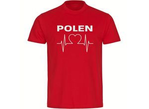 4068859228385 - multifanshop Herren T-Shirt - Polen - Herzschlag - Druck weiß - Männer