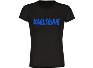 4068859518820 - multifanshop Damen T-Shirt - Karlsruhe - Textmarker - Druck blau - Frauen