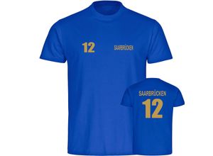 4068859580360 - multifanshop Herren T-Shirt - Saarbrücken - Trikot Nummer 12 gold - Druck gold metallic - Männer