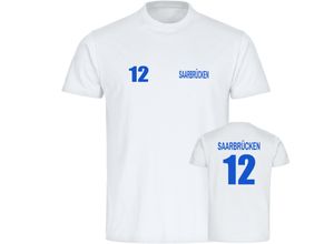 4068859582494 - multifanshop Herren T-Shirt - Saarbrücken - Trikot Nummer 12 - Druck blau - Männer