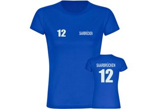 4068859581985 - multifanshop Damen T-Shirt - Saarbrücken - Trikot Nummer 12 - Druck weiß - Frauen