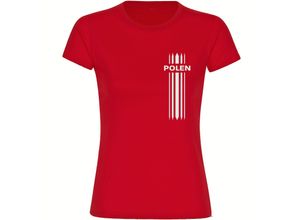 4068859236663 - multifanshop Damen T-Shirt - Polen - Streifen - Druck weiß - Frauen