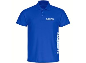 4068859581565 - multifanshop Poloshirt - Saarbrücken - Brust & Seite - Druck weiß - Polo
