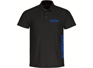 4068859581664 - multifanshop Poloshirt - Saarbrücken - Brust & Seite - Druck blau - Polo